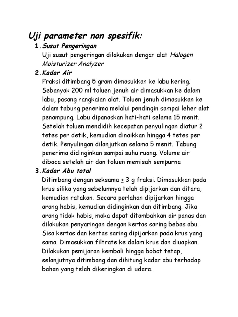 Uji Parameter Non Spesifik | PDF