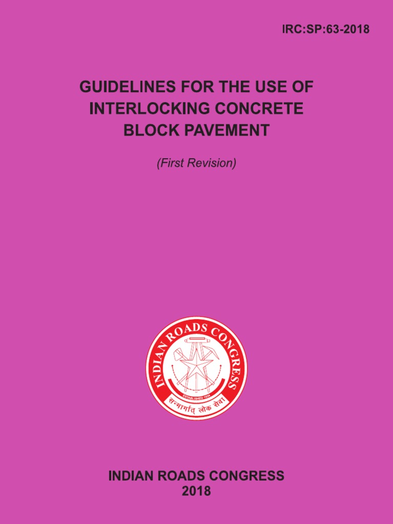 IRC SP 63-2018 Guidelines For The Use of Interlocking Concrete Block Pavement PDF | PDF | Road ...