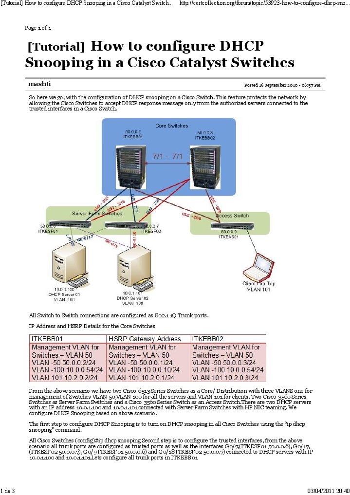 Tutorial How To Configure Dhcp Snooping In A Cisco Catalyst Switches It Certification F