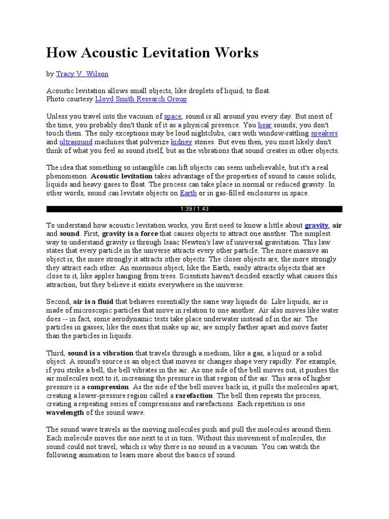 How Acoustic Levitation Works | PDF | Sound | Waves