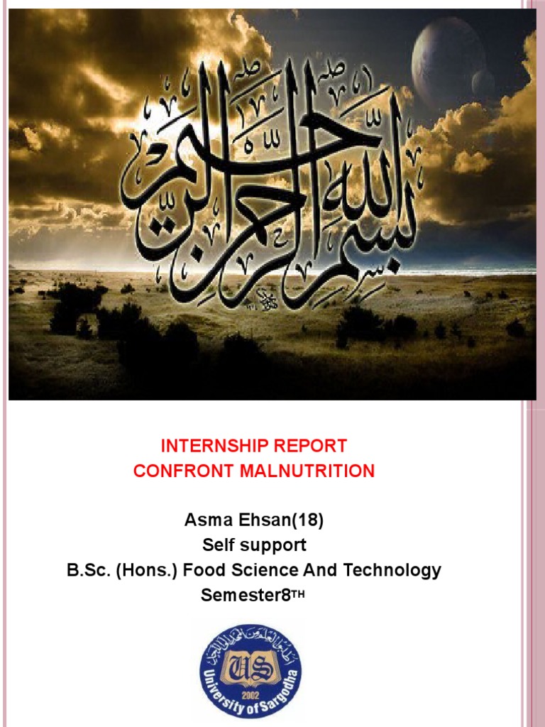 Internship Report Asma Eshan | PDF | Malnutrition | Diet & Nutrition