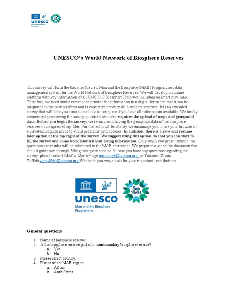 UNESCO's World Network of Biosphere Reserves: General Questions | PDF ...