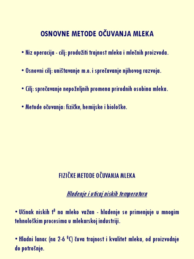 4c - OSNOVNE METODE OČUVANJA MLEKA | PDF