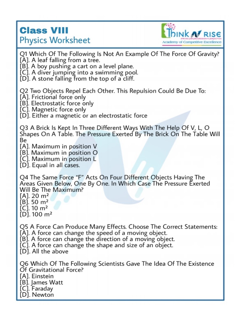 Class 8 Force | PDF