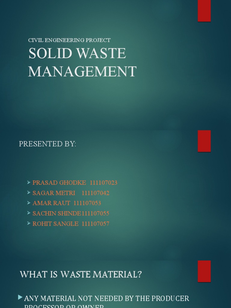 Solid Waste Management: Civil Engineering Project | PDF | Waste ...
