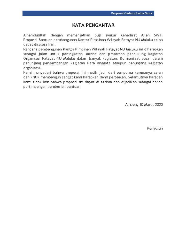Proposal Pembangunan Sekretariat FATAYAT NU FIX | PDF