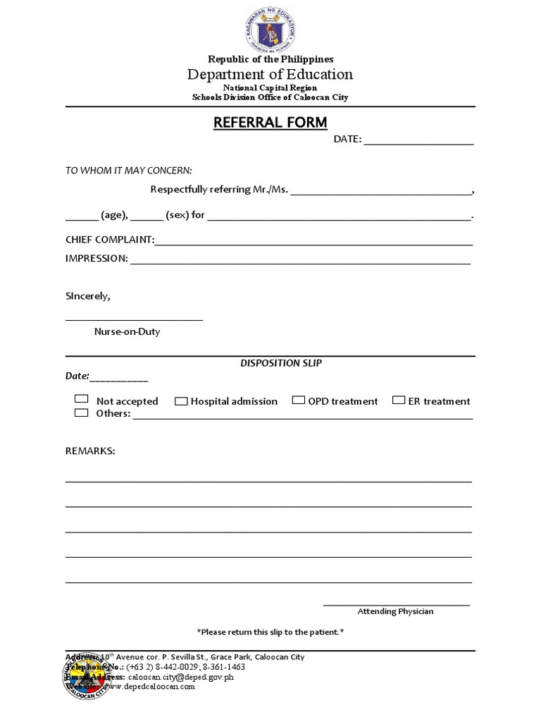 Department of Education: Referral Form | PDF