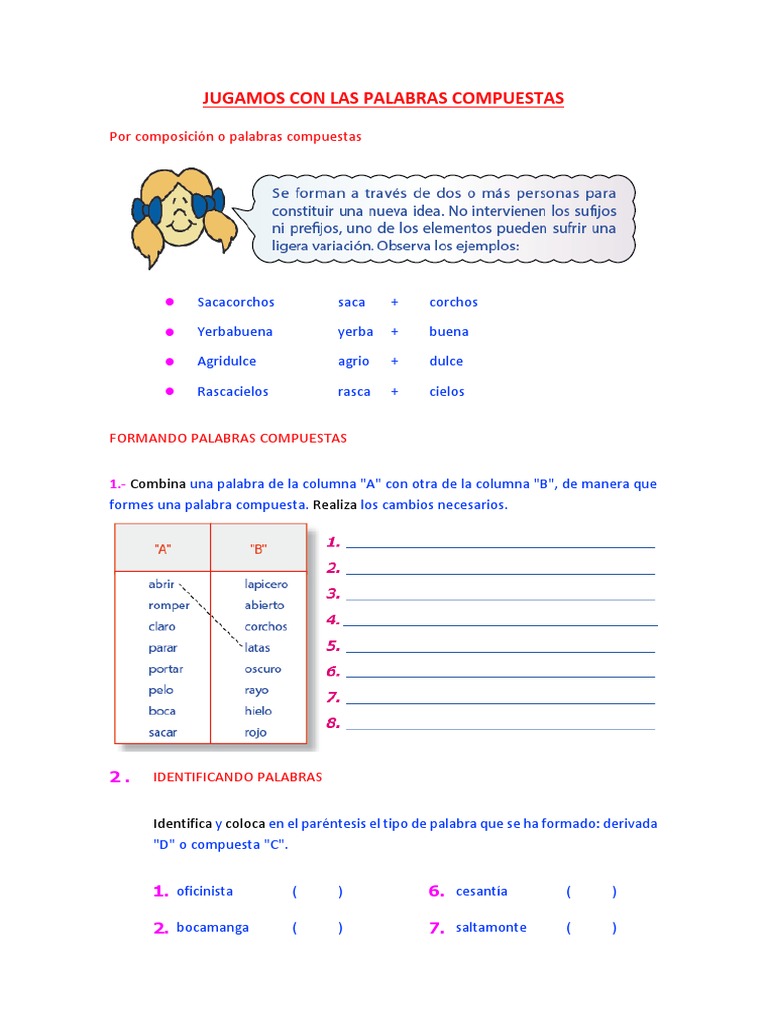 Juega y Aprende con Palabras Compuestas | PDF