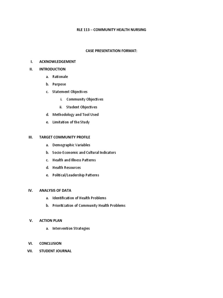 CHN 2 Case Pres Format | PDF