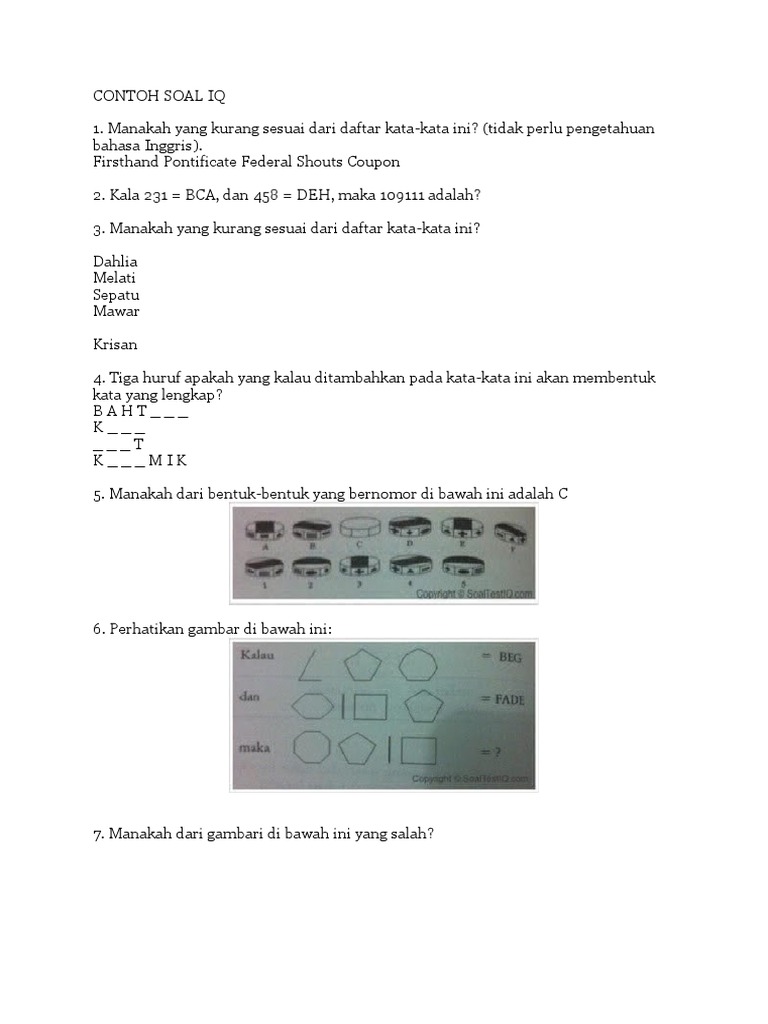 Contoh Soal Tes IQ dan Psikotes | PDF