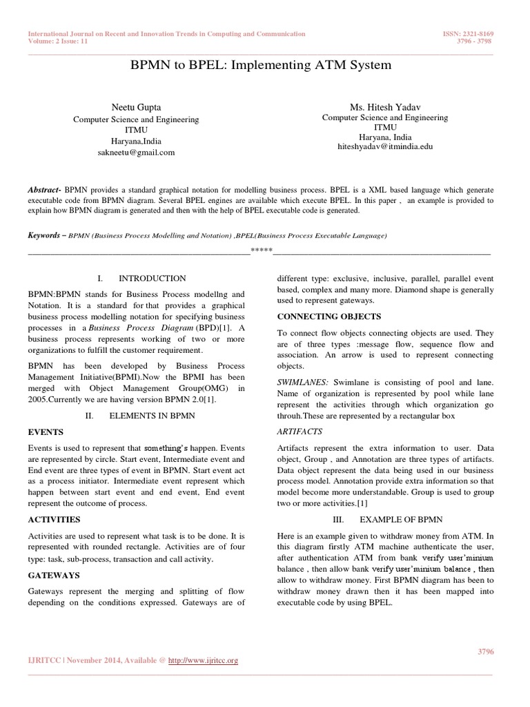 BPMN To BPEL Implementing ATM System | PDF | Computing | Systems Engineering