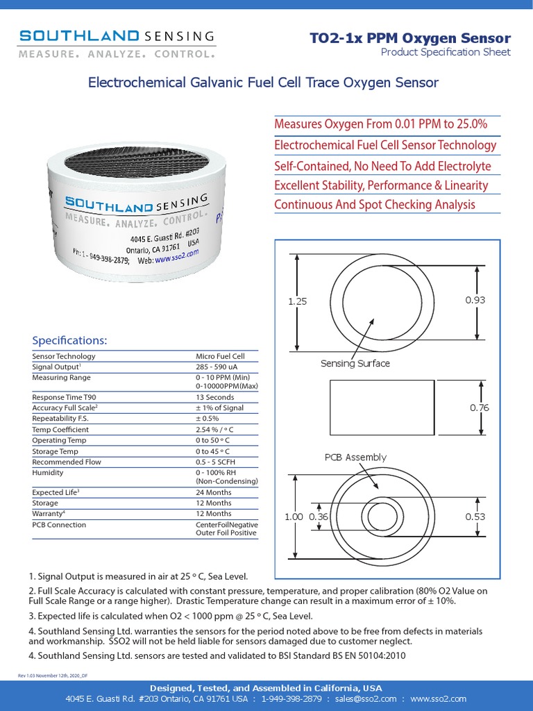 Electrochemical Galvanic Fuel Cell Trace Oxygen Sensor | PDF | Sensor ...