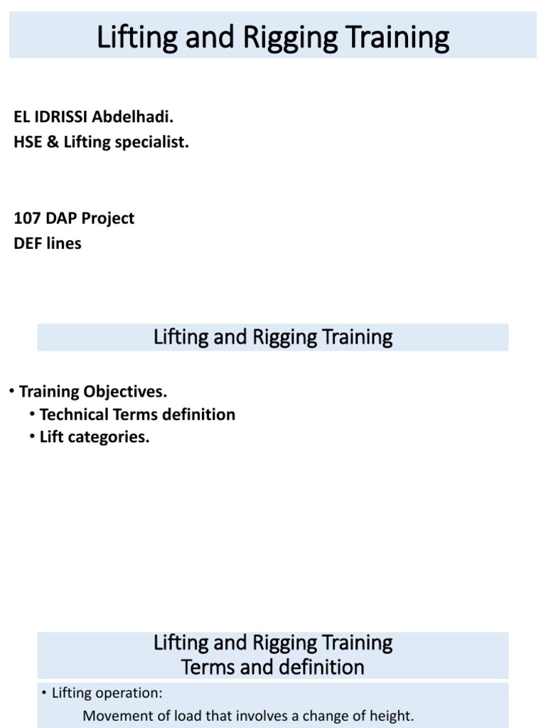 Lifting and Rigging Training Session 1 - 2021 01 22 | PDF | Crane ...