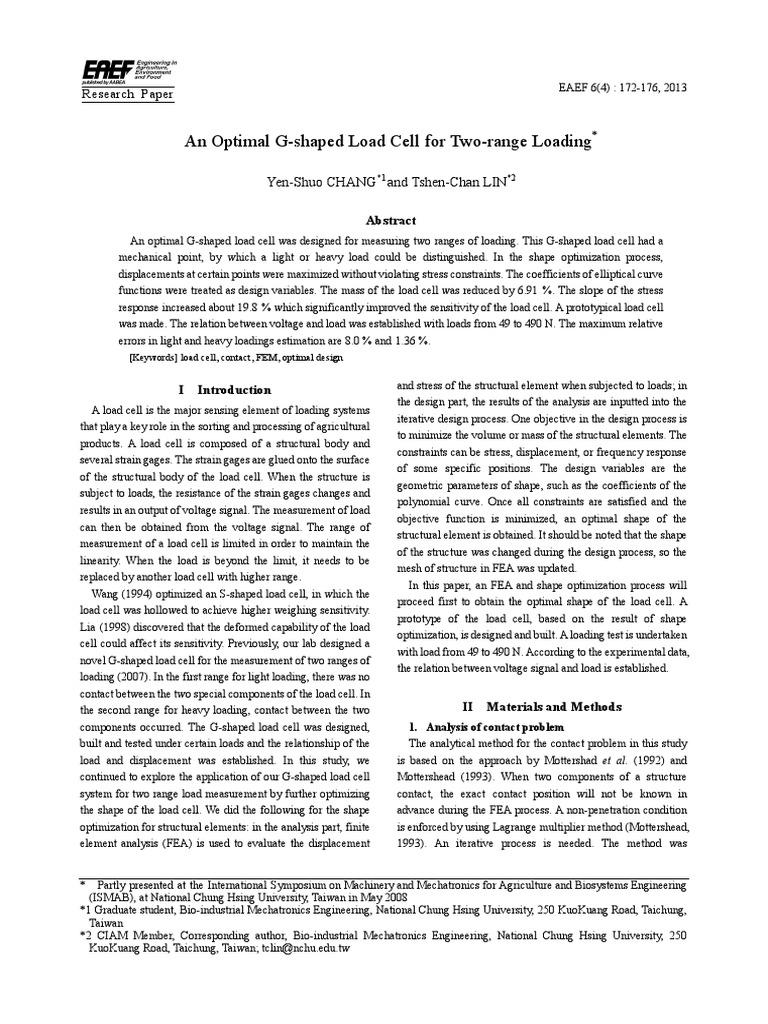 G Shape Load Cell | PDF | Mathematical Optimization | Finite Element Method