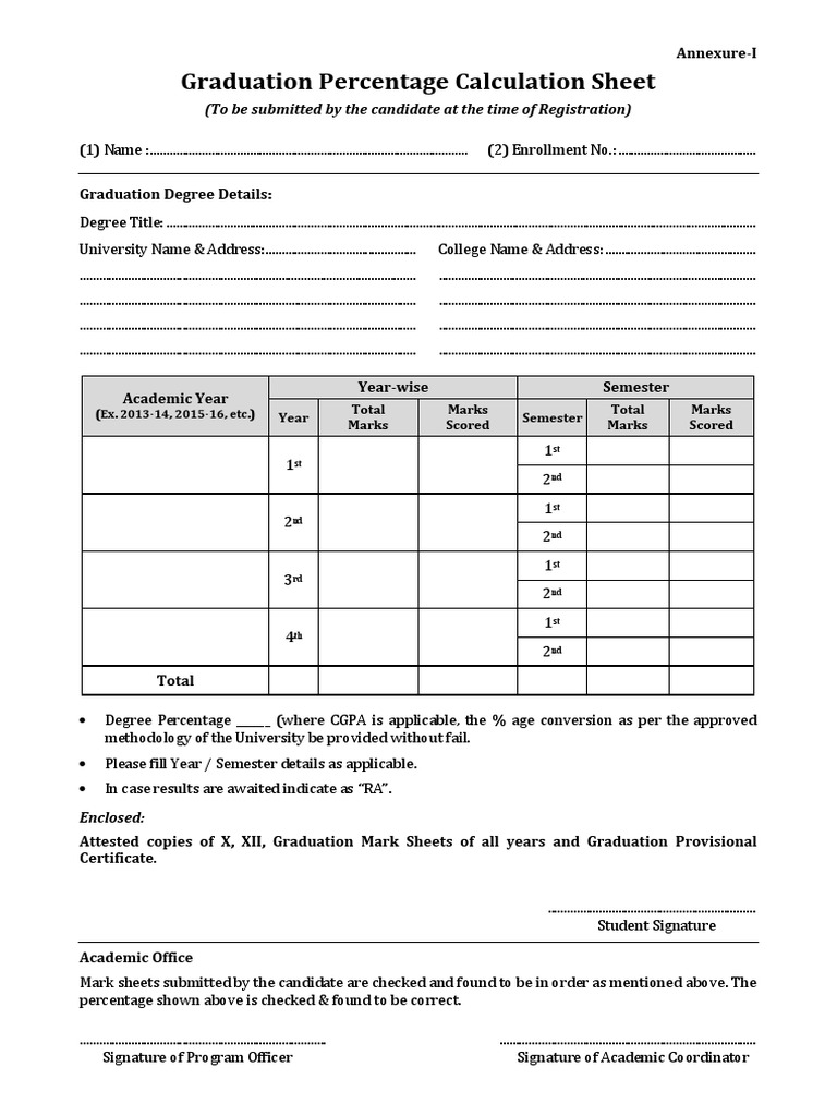 Calculating a University Graduate's Percentage: A Template for ...