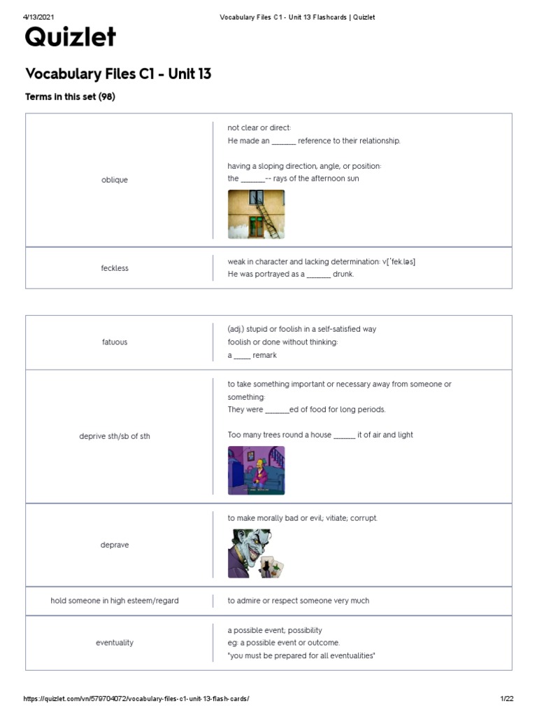 Vocabulary Files c1 Unit 13 | PDF | Flood