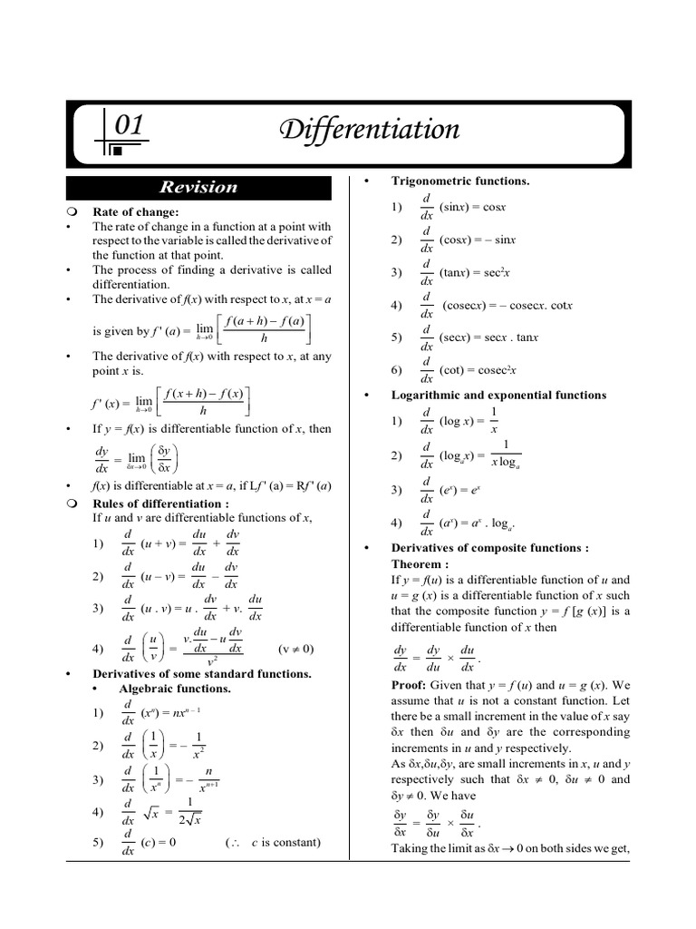 01 - Differentiation - A | PDF | Derivative | Algebra