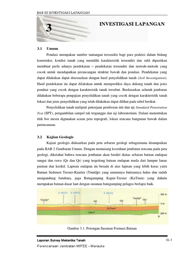 Laporan Investigasi Tanah Jembatan MIFEE | PDF | Sains & Matematika