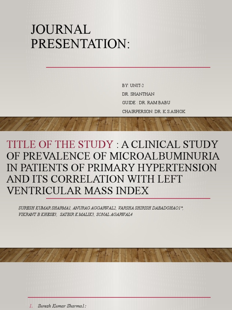 Journal Presentation:: By: Unit-2 Dr. Shanthan Guide: Dr. Ram Babu ...