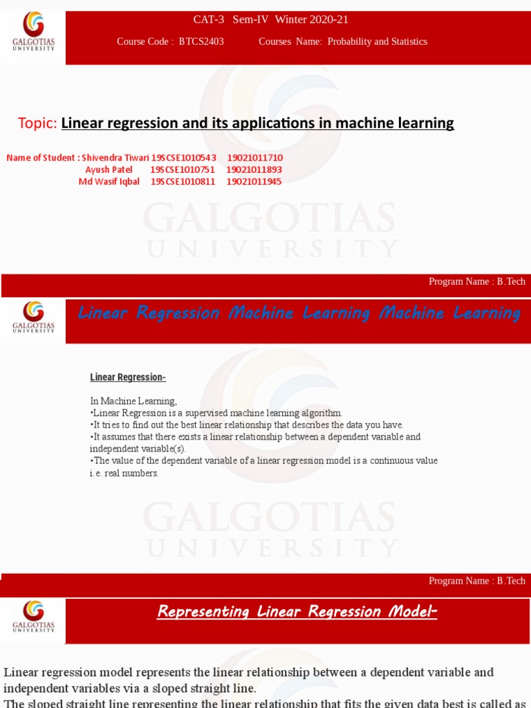 Linear Regression and Its Applications in Machine Learning: Topic | PDF ...