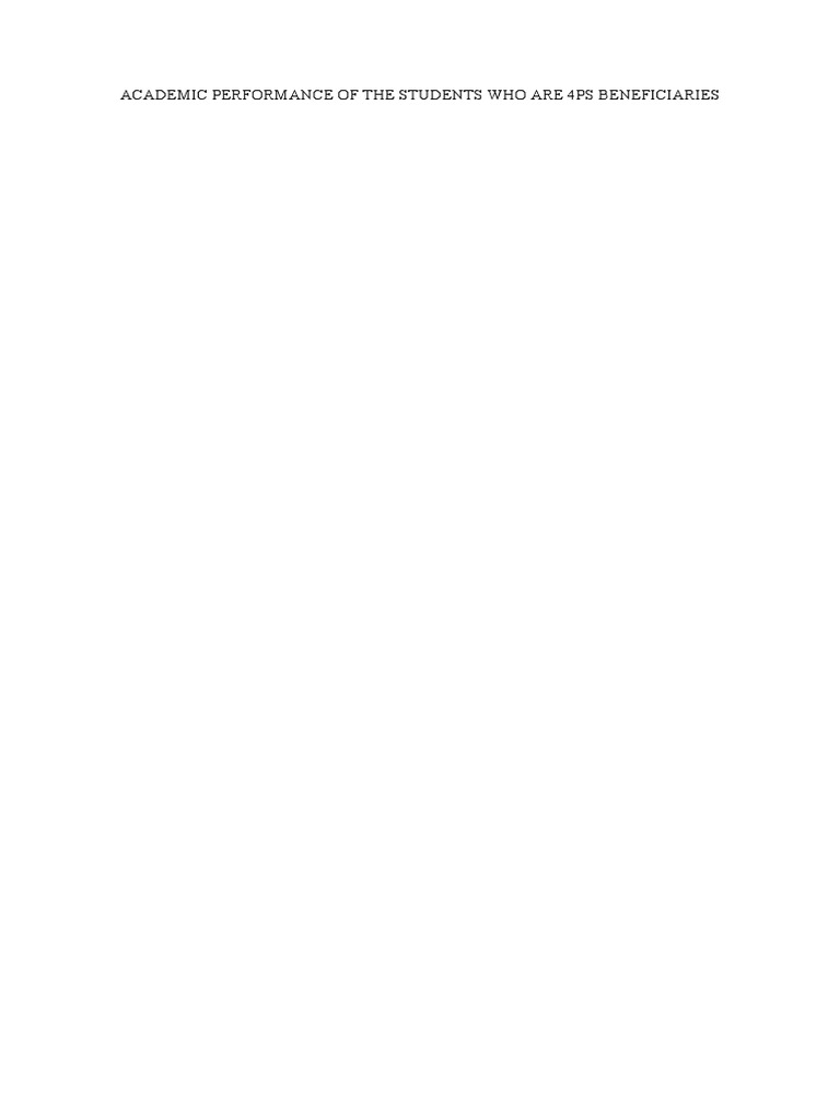 Academic Performance of The Students Who Are 4ps Beneficiaries | PDF ...