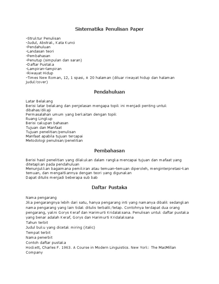 Sistematika Penulisan Paper | PDF