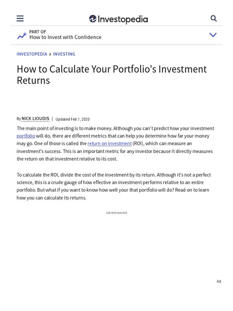 How To Calculate Portfolio's Investment Returns | PDF | Investing ...