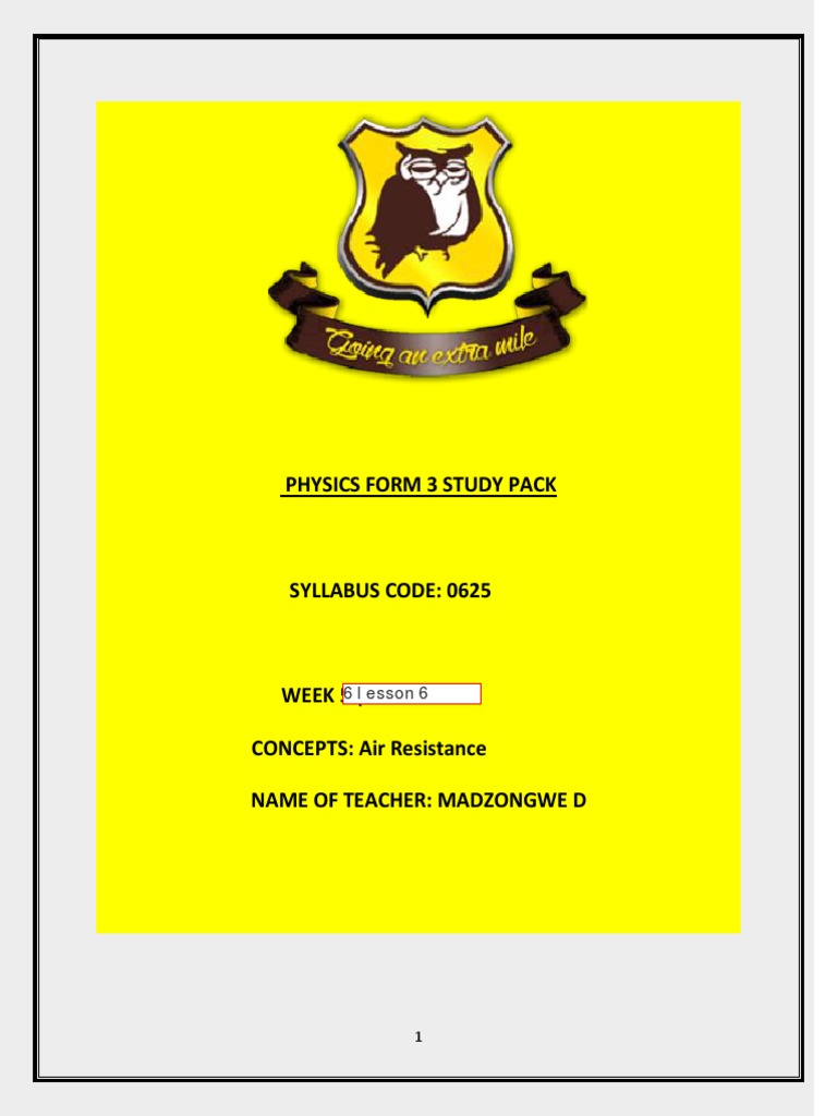 Form 3 Physics Study Pack Lesson Week 6 | PDF