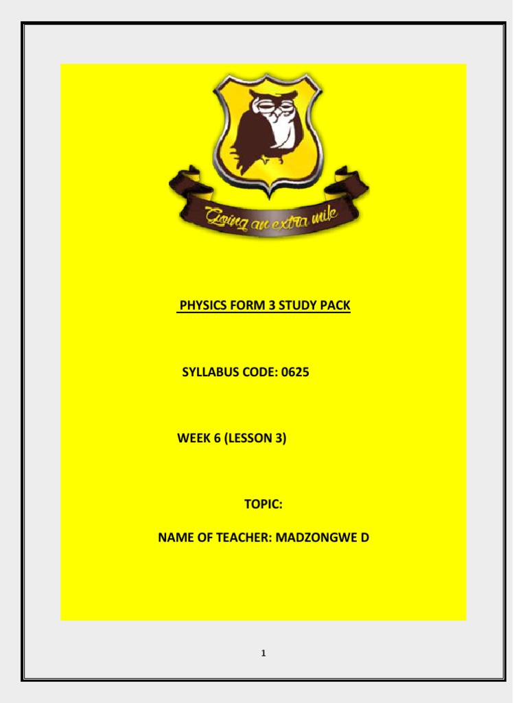 Form 3 Physics Study Pack l3 | PDF