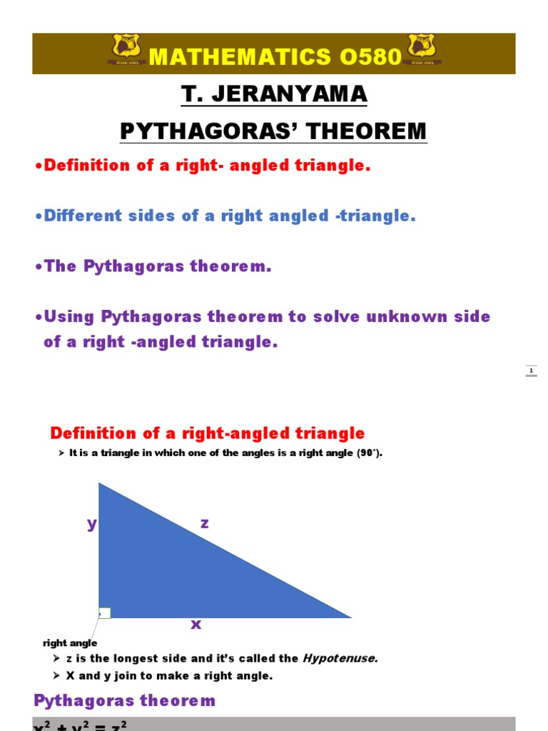 Applying Pythagoras' Theorem: A Guide to Solving for Unknown Sides in ...