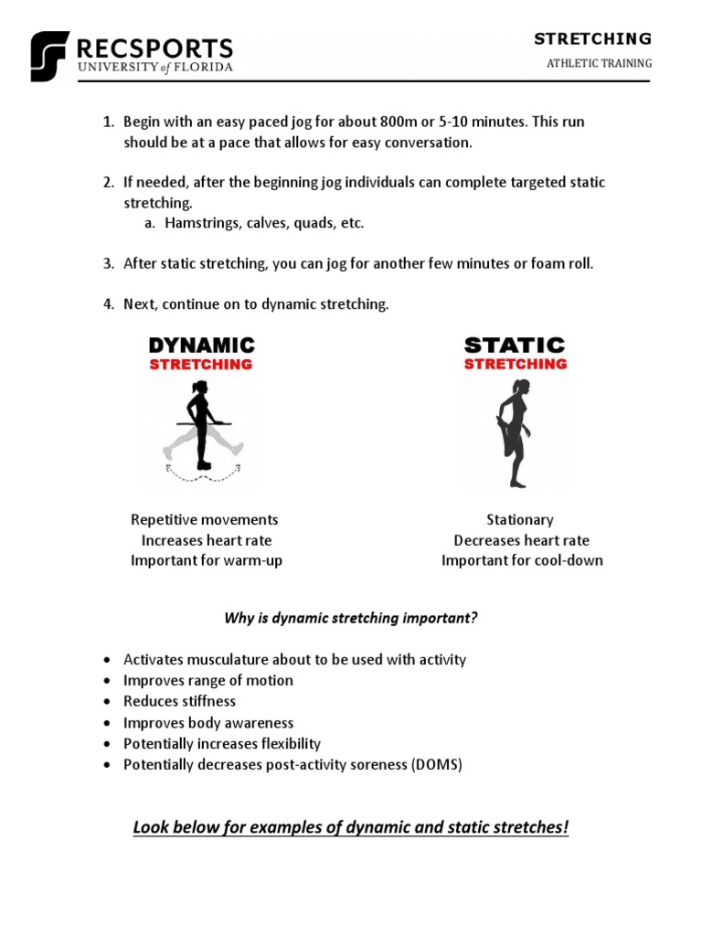Look Below For Examples of Dynamic and Static Stretches!: Stretching ...