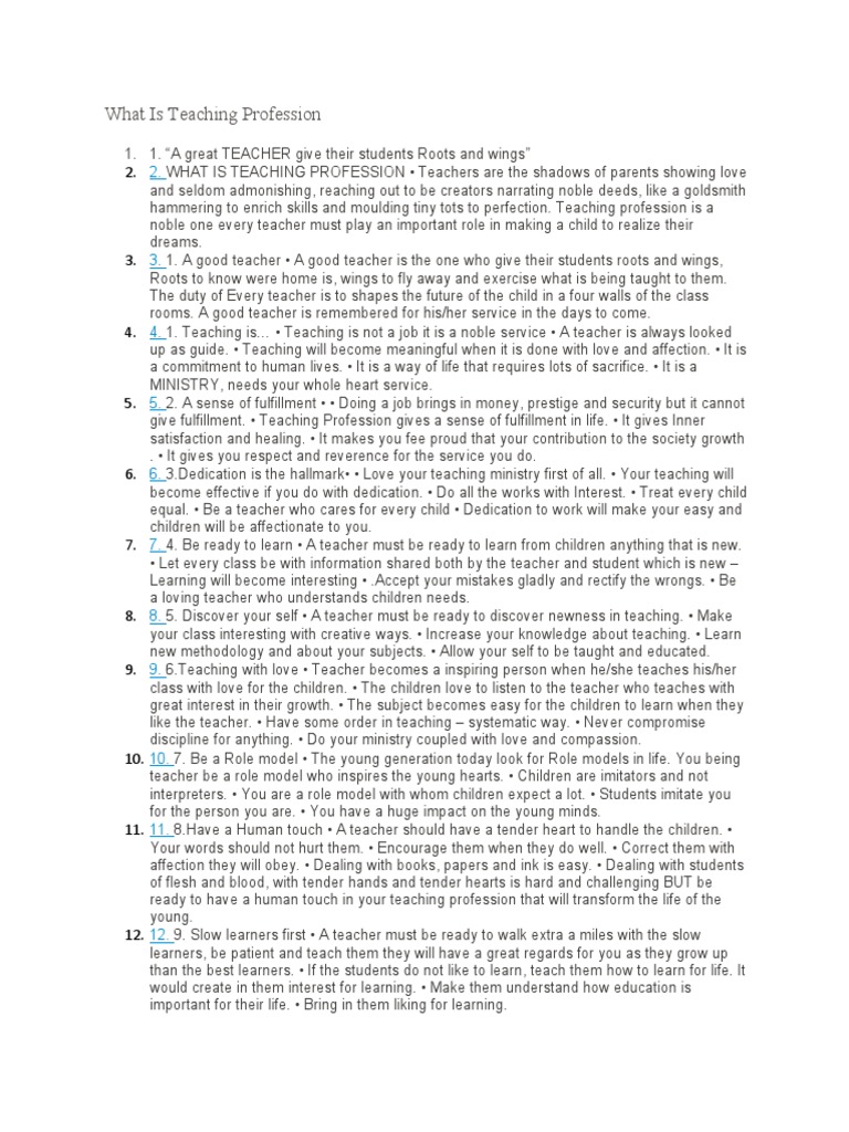 What Is Teaching Profession | PDF | Teachers | Learning