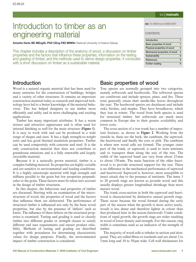 Introduction To Timber As An Engineering Material | PDF | Wood ...