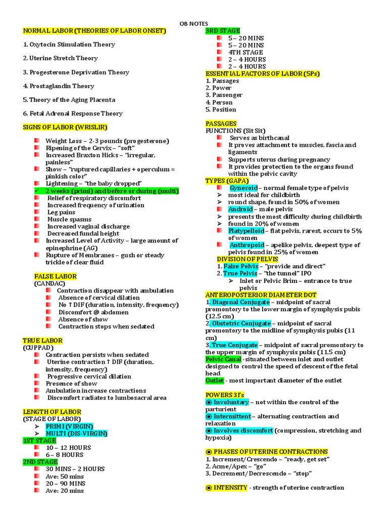 Ob Notes | Download Free PDF | Childbirth | Miscarriage