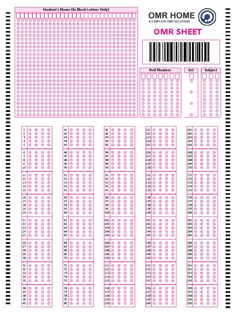 200 Question OMR Sheet Sample | PDF