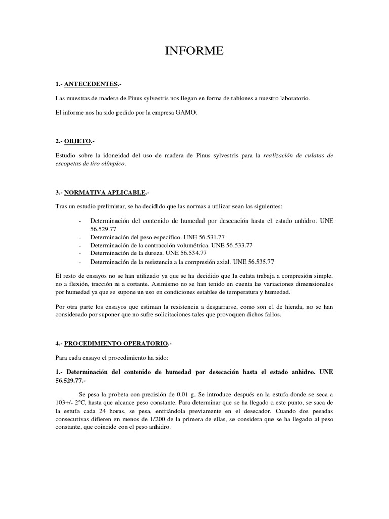 INFORME Contenido Humedad | PDF | Madera