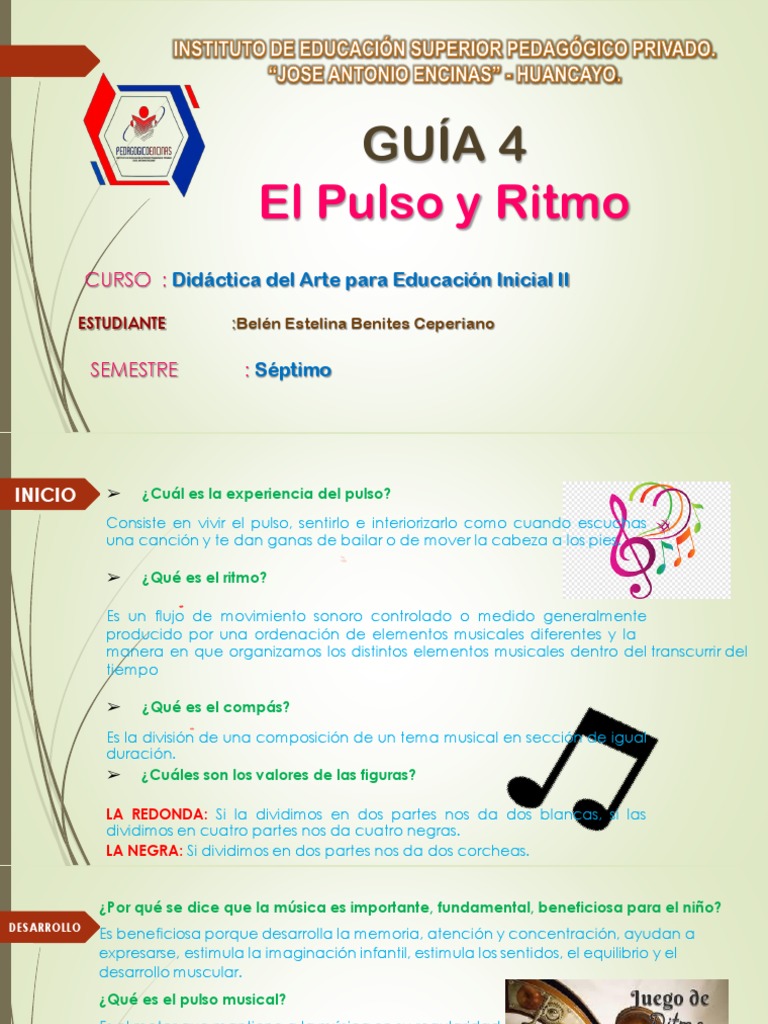 Guia 4 El Pulso y Ritmo | Descargar gratis PDF | Ritmo | Elementos de la música
