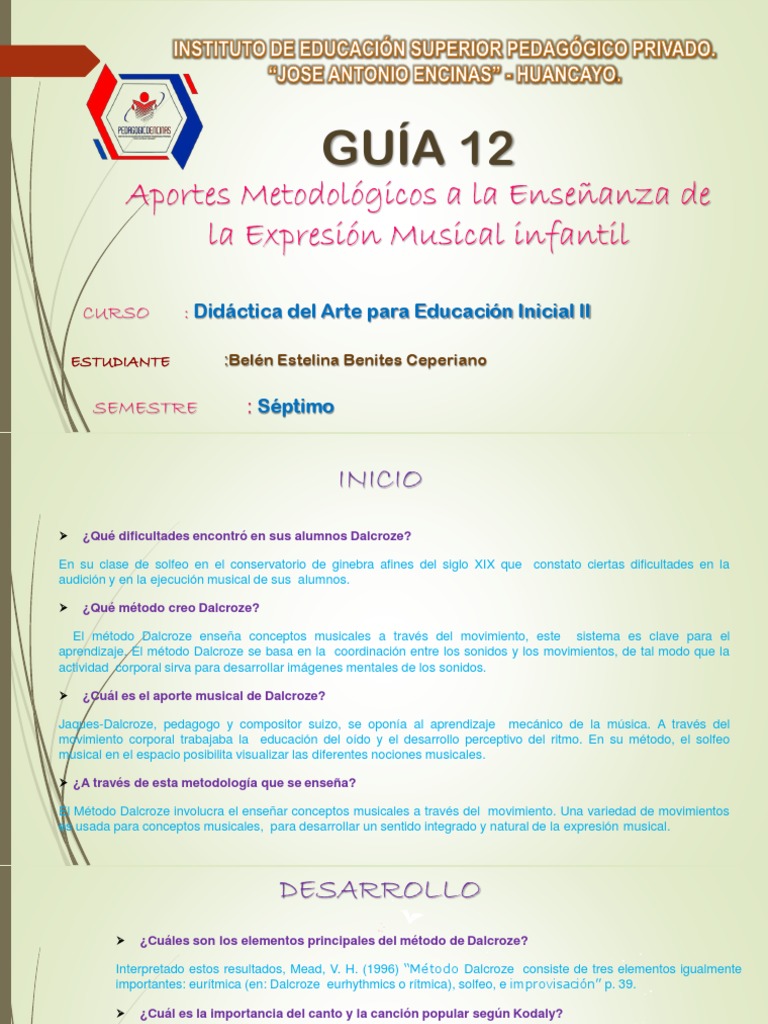 Método Dalcroze en Educación Musical | PDF | Ritmo | Aprendizaje