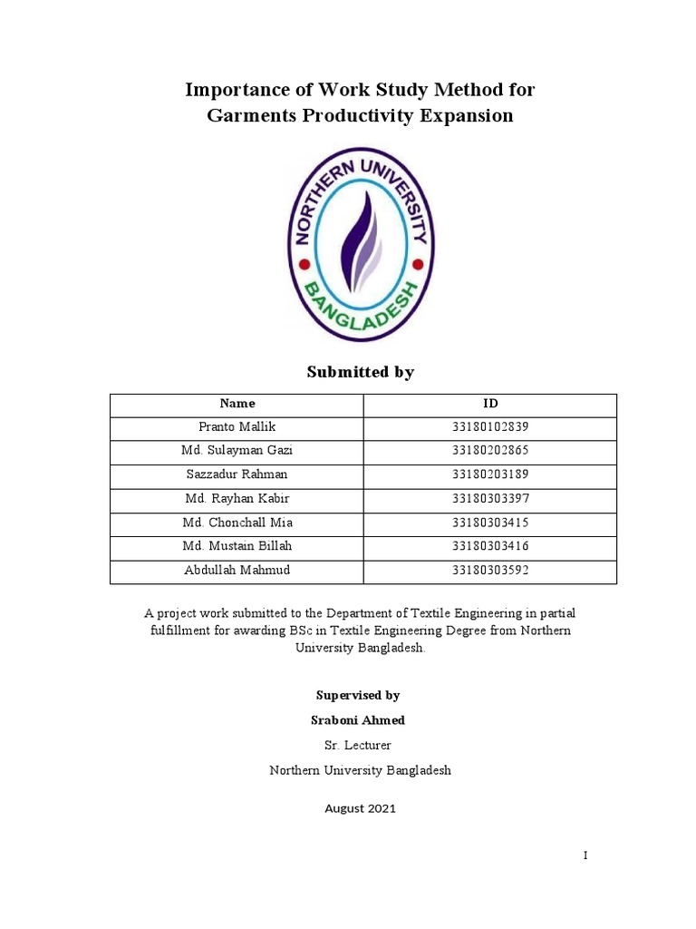 Importance of Work Study Method For Garments Productivity Expansion ...