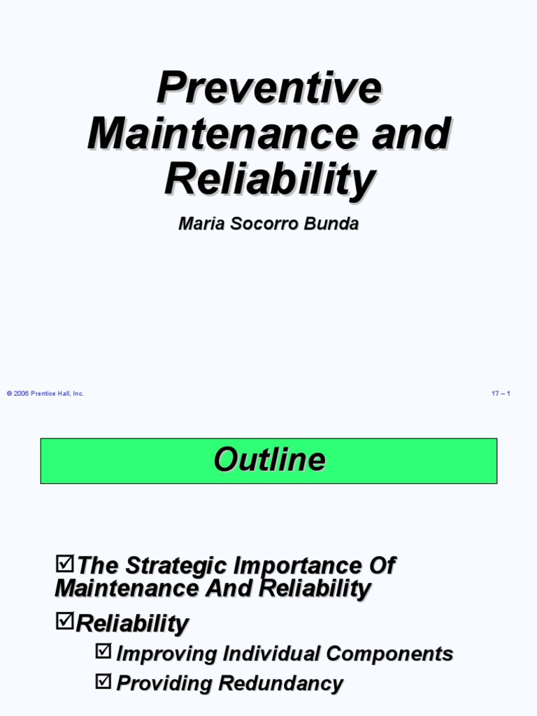 Preventive Maintenance and Reliability | PDF | Reliability Engineering ...
