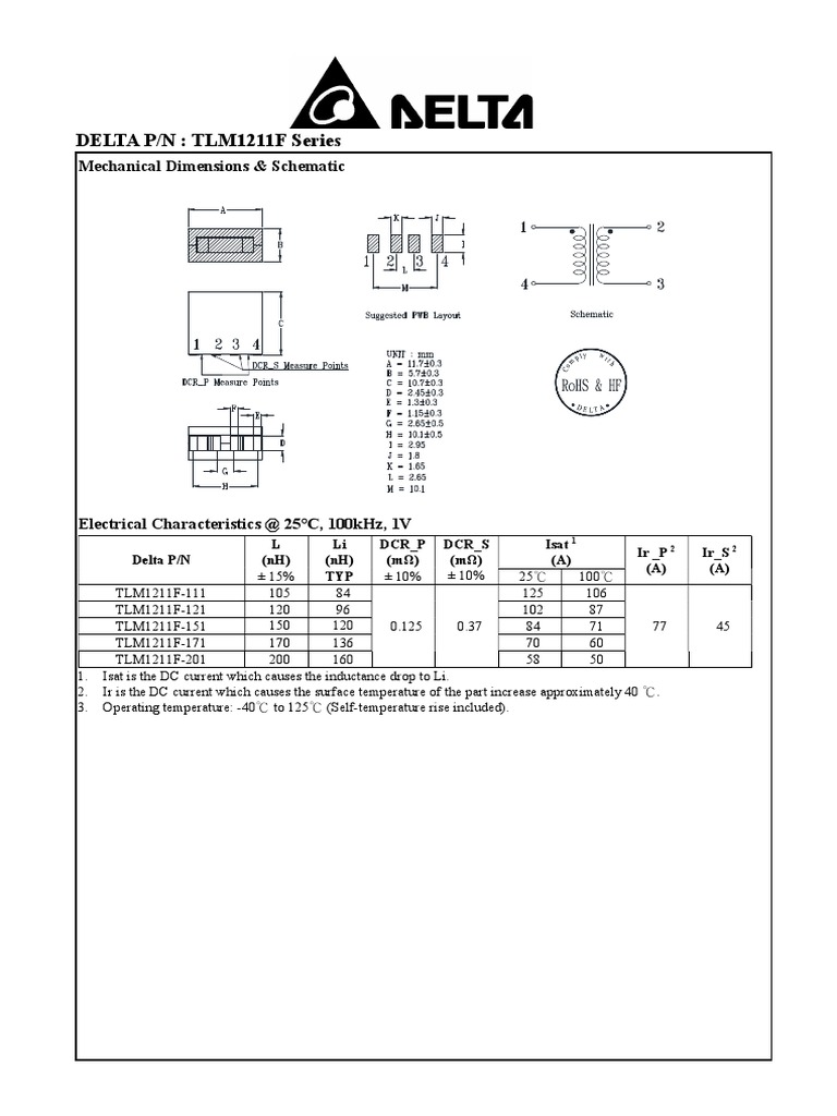 Delta TLM1211F Series Specifications | PDF
