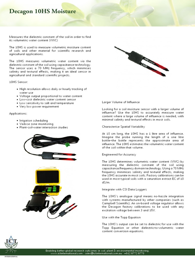 Decagon 10HS Moisture | Download Free PDF | Metrology | Electrical ...