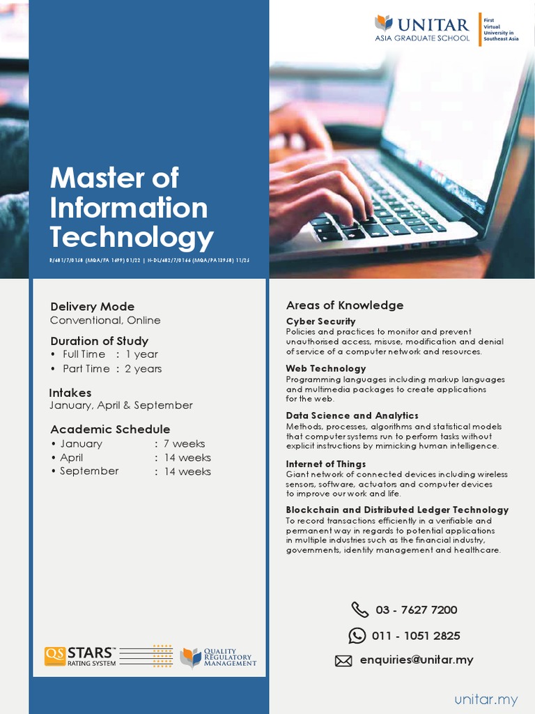 UNITAR Master of Information Technology - Factsheet (270121) | PDF | Security | Computer Security