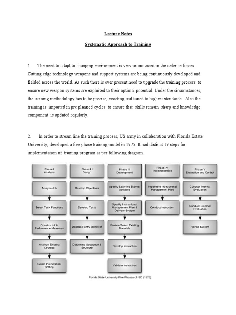 Lecture Notes Systematic Apprpoach To Training | PDF | Educational ...