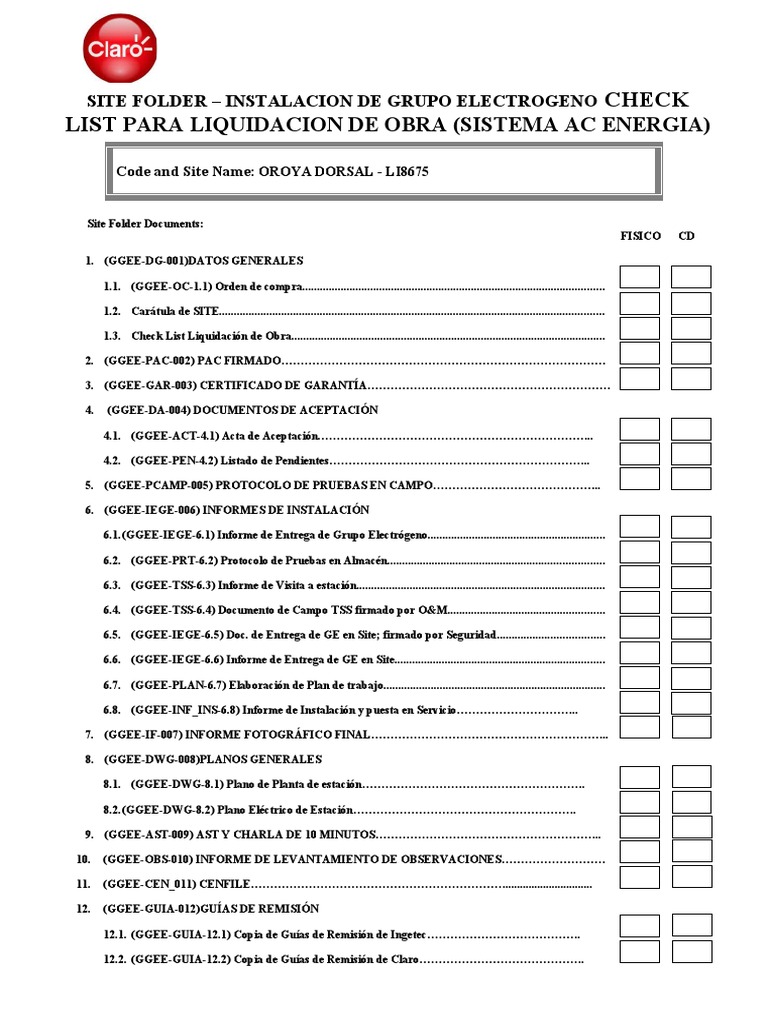 Formato Check List General | PDF