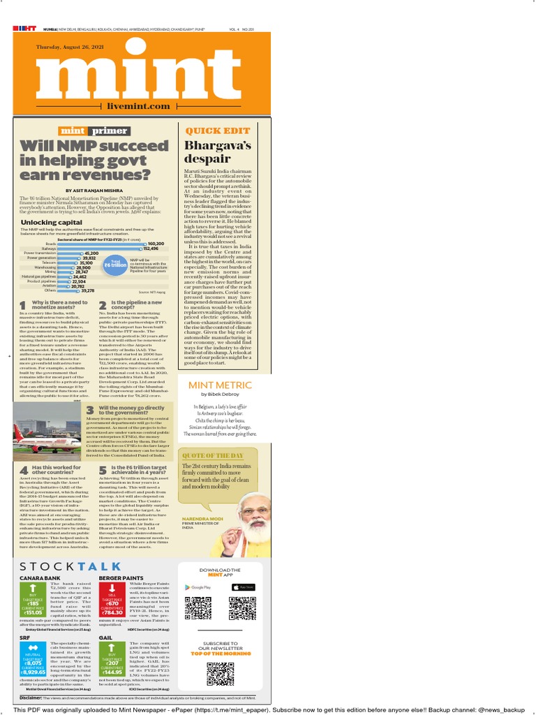 @mint Epaper | PDF | Public–Private Partnership | Inflation