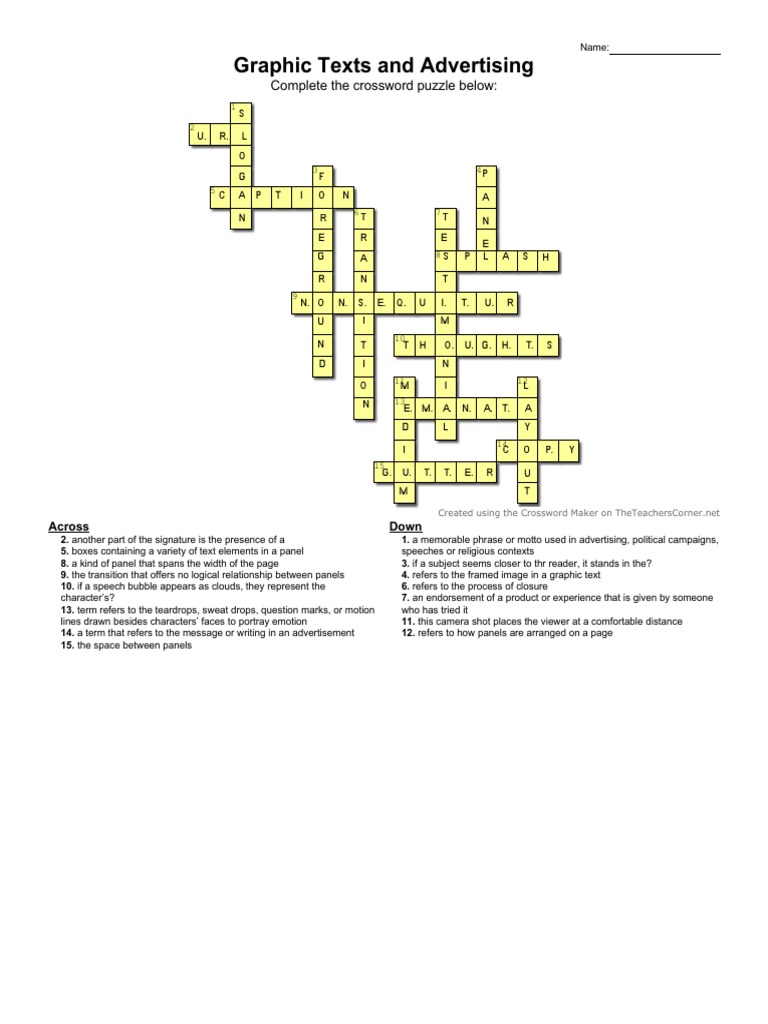 Graphic Texts Crossword Puzzle Guide | PDF