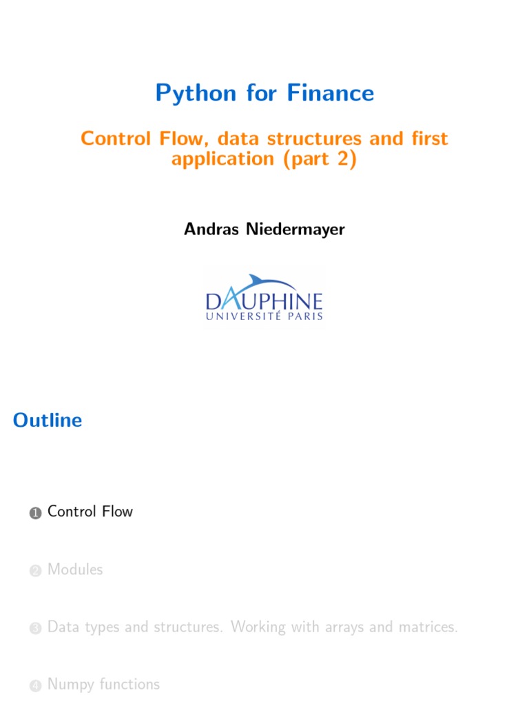 Python For Finance: Control Flow, Data Structures and First Application ...