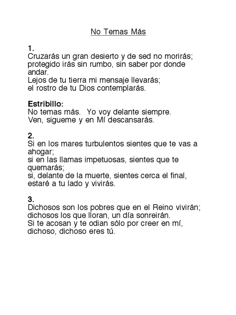 No temas: Mensaje de aliento cristiano | PDF
