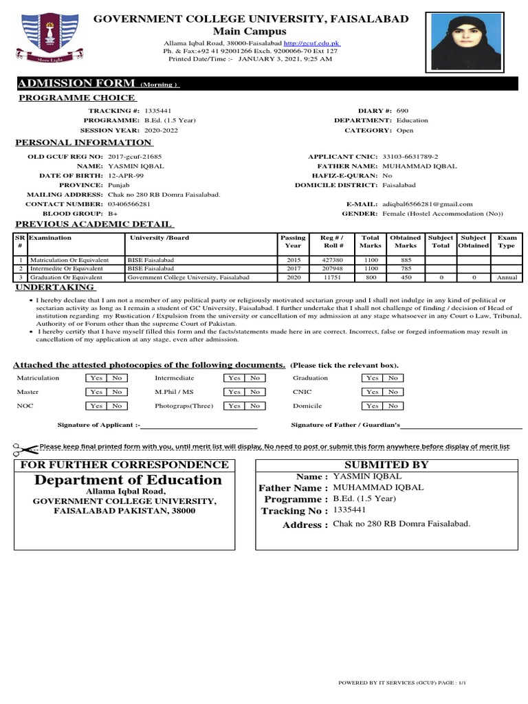 Department of Education: Admission Form | PDF | Government | Justice